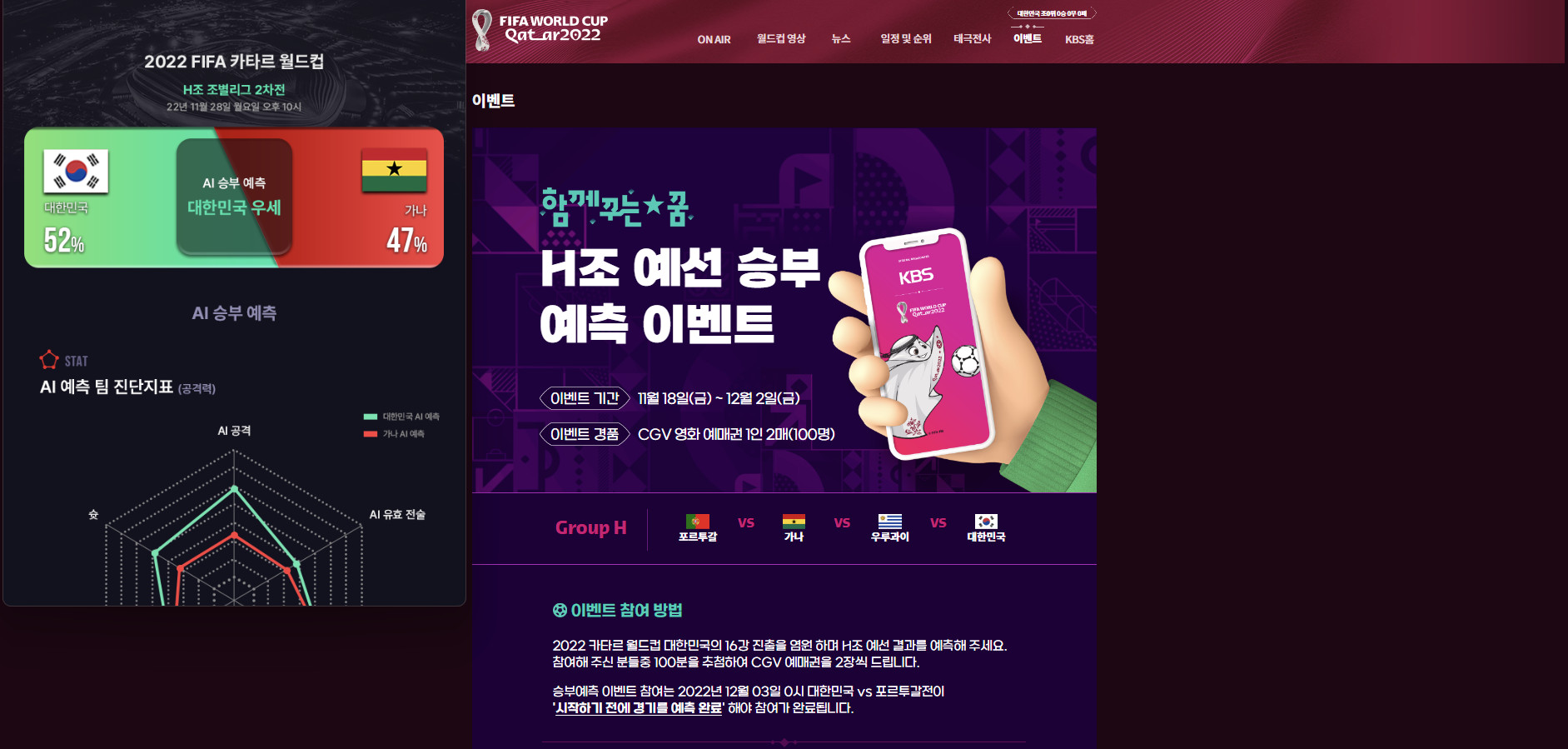 AI 승부예측과 함께하는 KBS 월드컵 디지털 서비스 - 시청자와 함께! 디지털 KBS